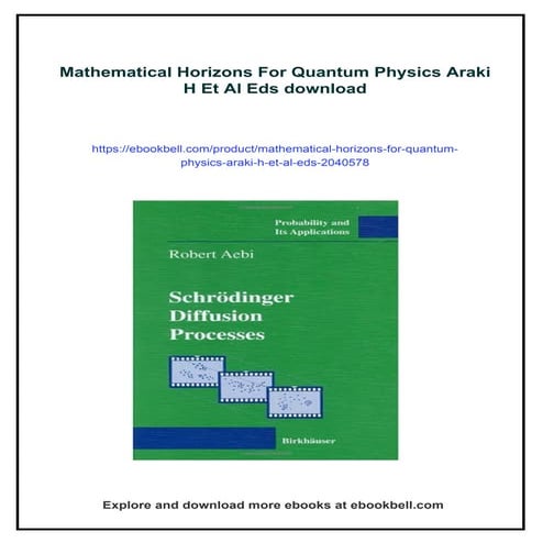 Mathematical Horizons For Quantum Physics Araki H Et Al Eds | PDF
