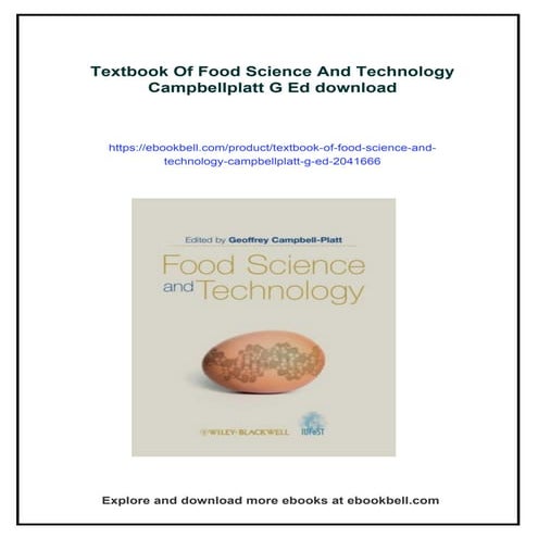 Textbook Of Food Science And Technology Campbellplatt G Ed | PDF