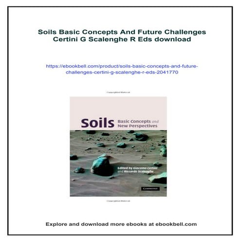 Soils Basic Concepts And Future Challenges Certini G Scalenghe R Eds | PDF