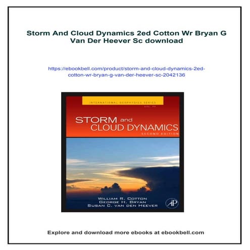 Storm And Cloud Dynamics 2ed Cotton Wr Bryan G Van Der Heever Sc | PDF