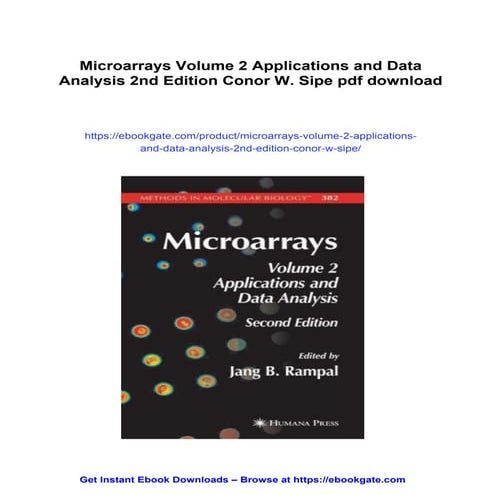 Microarrays Volume 2 Applications and Data Analysis 2nd Edition Conor W. Sipe | PDF