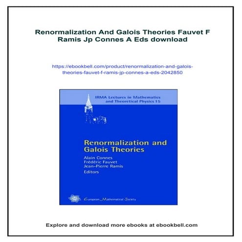 Renormalization And Galois Theories Fauvet F Ramis Jp Connes A Eds | PDF