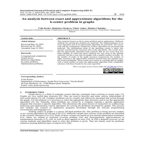 An Analysis Between Exact And Approximate Algorithms For The K Center Problem In Graphs Pdf