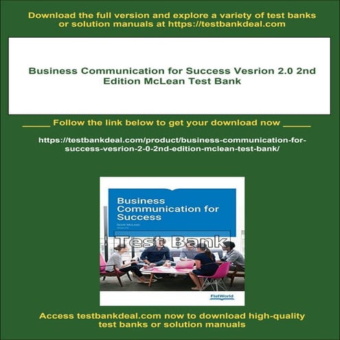 Business Communication for Success Vesrion 2.0 2nd Edition McLean Test ...