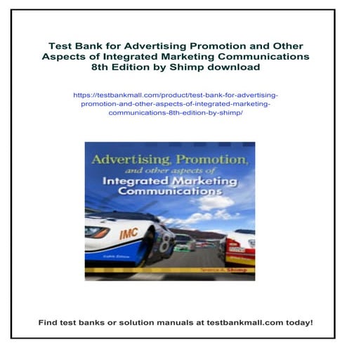 Test Bank for Advertising Promotion and Other Aspects of Integrated ...