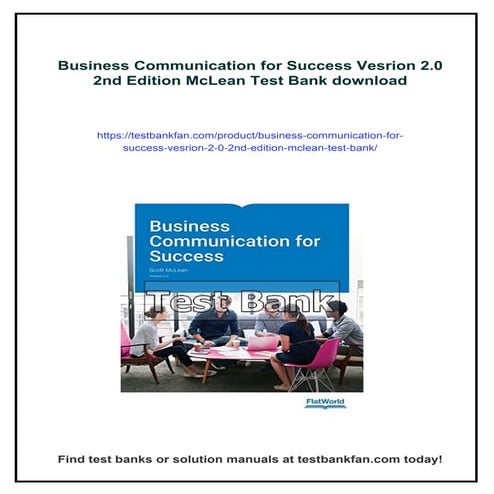 Business Communication for Success Vesrion 2.0 2nd Edition McLean Test ...