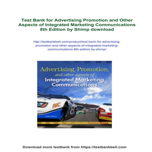 Test Bank for Advertising Promotion and Other Aspects of Integrated ...
