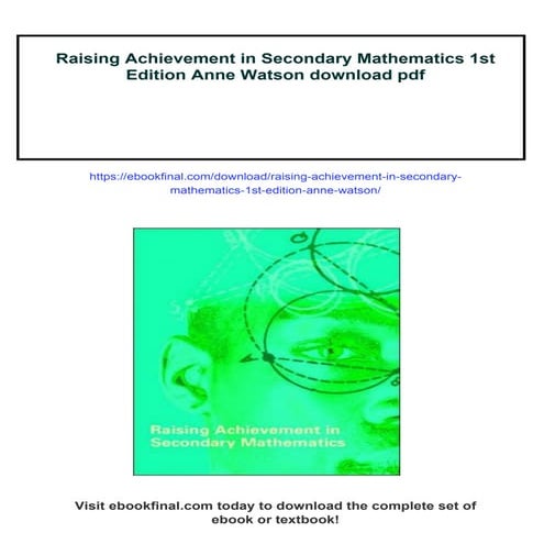 Raising Achievement in Secondary Mathematics 1st Edition Anne Watson | PDF