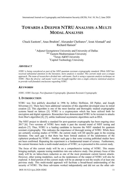 Towards A Deeper Ntru Analysis A Multi Modal Analysis Pdf