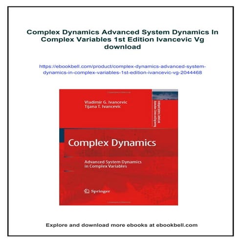 Complex Dynamics Advanced System Dynamics In Complex Variables 1st ...