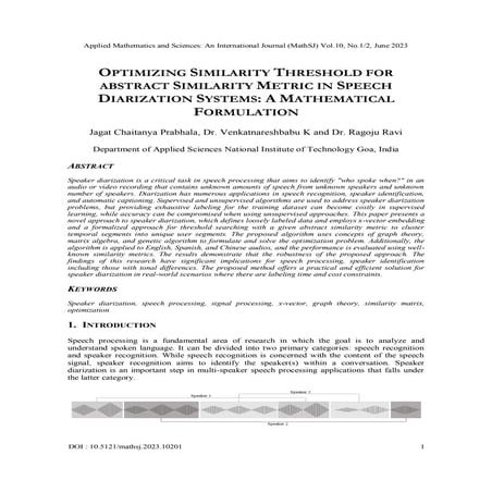 OPTIMIZING SIMILARITY THRESHOLD FOR ABSTRACT SIMILARITY METRIC IN ...