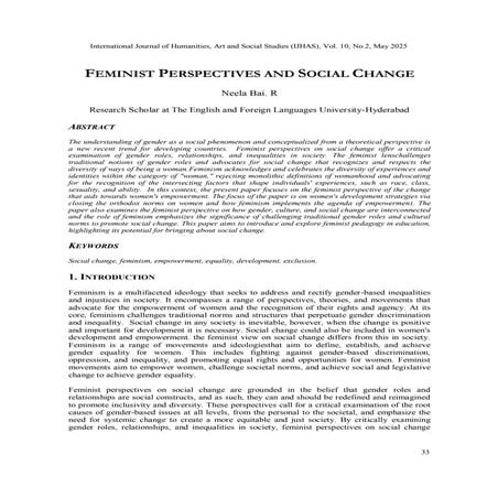 Paper Title: Feminist Perspectives and Social Change | PDF