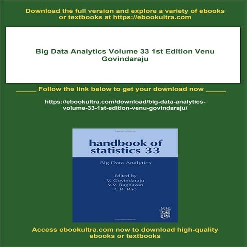 Big Data Analytics Volume 33 1st Edition Venu Govindaraju | PDF