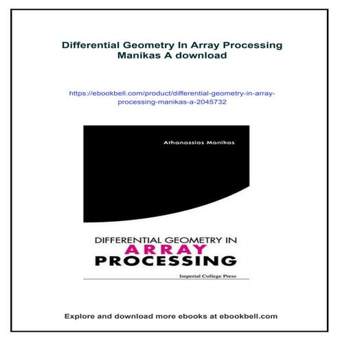 Differential Geometry In Array Processing Manikas A | PDF