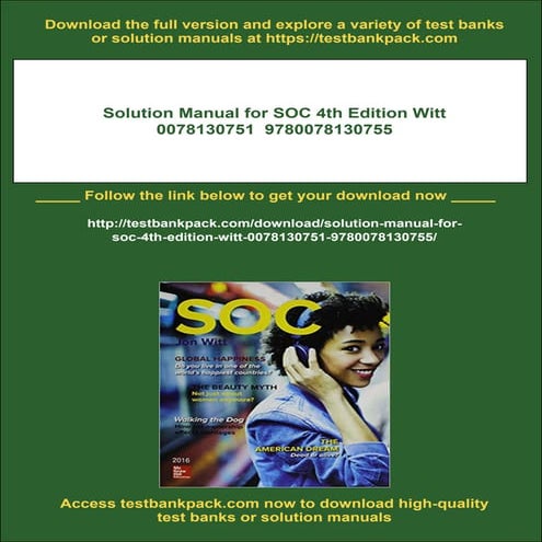 Solution Manual for SOC 4th Edition Witt 0078130751 9780078130755 | PDF