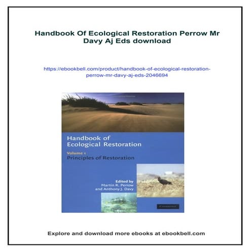 Handbook Of Ecological Restoration Perrow Mr Davy Aj Eds | PDF