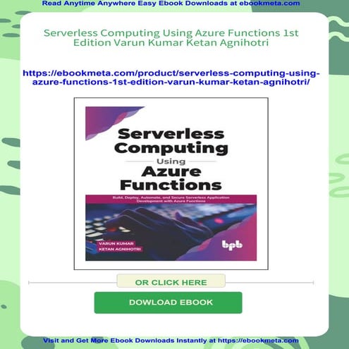 Serverless Computing Using Azure Functions 1st Edition Varun Kumar Ketan Agnihotri Pdf
