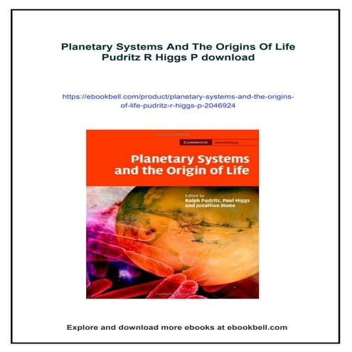 Planetary Systems And The Origins Of Life Pudritz R Higgs P | PDF