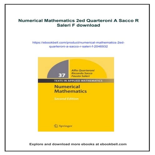 Numerical Mathematics 2ed Quarteroni A Sacco R Saleri F | PDF