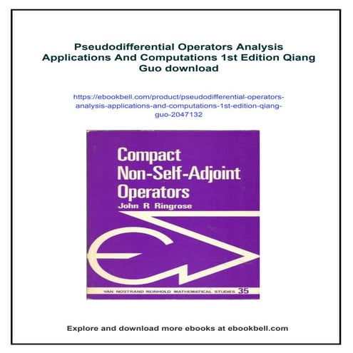Pseudodifferential Operators Analysis Applications And Computations 1st Edition Qiang Guo | PDF