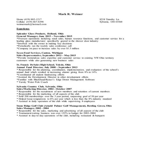 Mark RESUME-current 2016 | DOCX