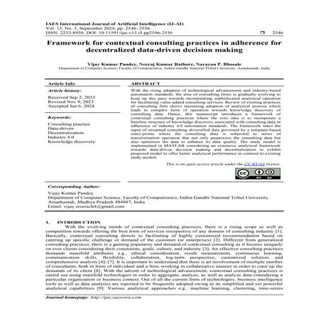 Framework for contextual consulting practices in adherence for decentralized data-driven ...