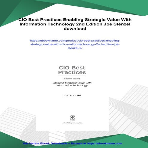 CIO Best Practices Enabling Strategic Value With Information Technology ...