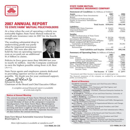 STATE FARM INSURANCE 2007 State Farm® Annual Report | PDF