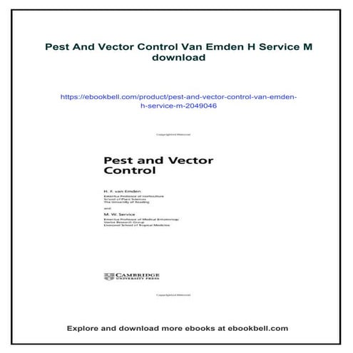 Pest And Vector Control Van Emden H Service M | PDF