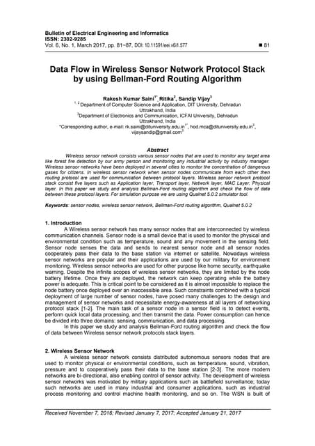 Data Flow In Wireless Sensor Network Protocol Stack By Using Bellman Ford Routing Algorithm Pdf