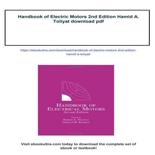 Handbook of Electric Motors 2nd Edition Hamid A. Toliyat | PDF