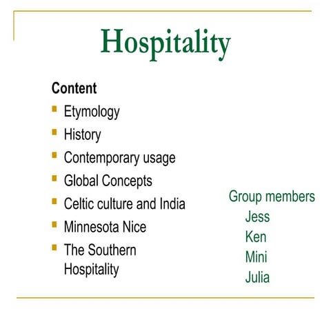 hospitality management for hotel standard | PPT