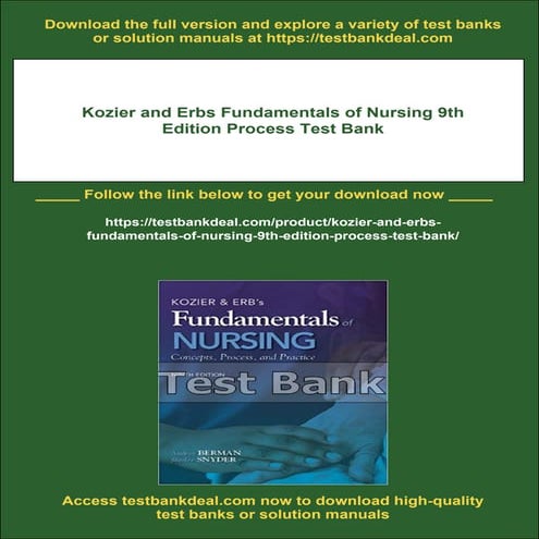 Kozier and Erbs Fundamentals of Nursing 9th Edition Process Test Bank | PDF