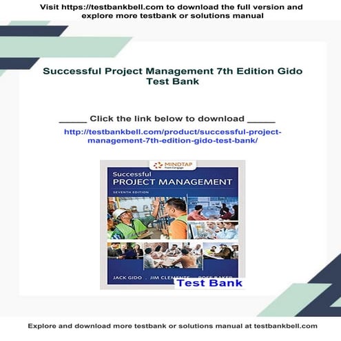 Successful Project Management 7th Edition Gido Test Bank | PDF