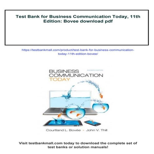 Test Bank for Business Communication Today, 11th Edition: Bovee | PDF