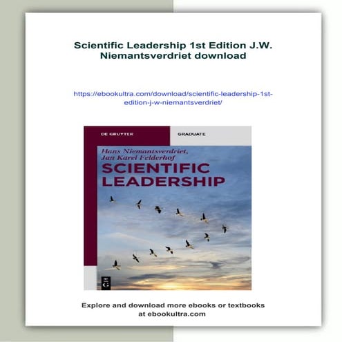 Scientific Leadership 1st Edition J.W. Niemantsverdriet | PDF