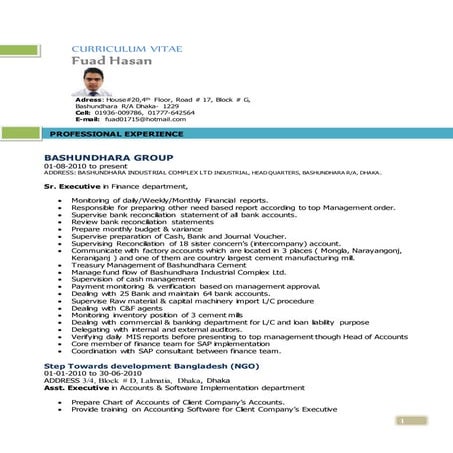 New Resume of Fuad Hasan | DOCX