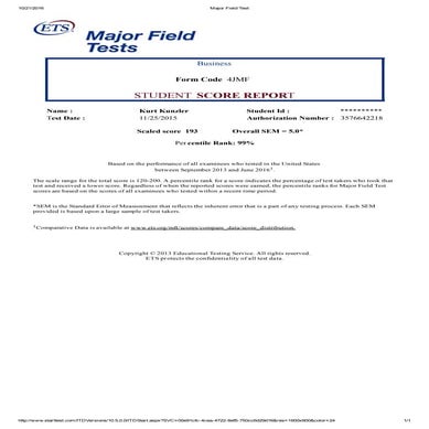Major Field Test Score | PDF