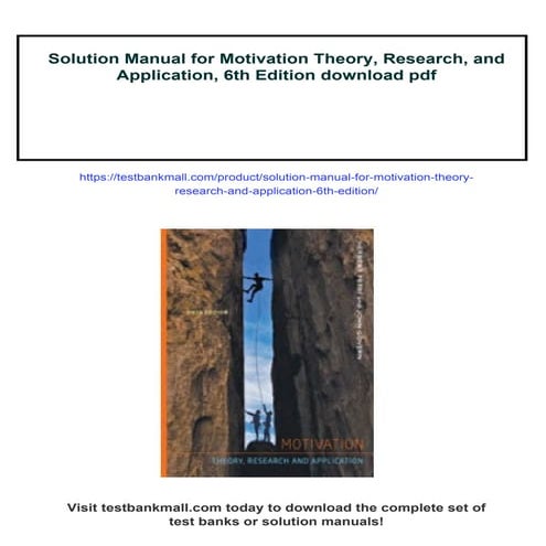 Solution Manual for Motivation Theory, Research, and Application, 6th ...