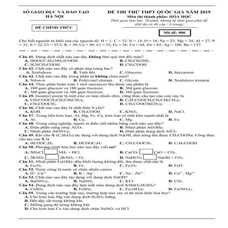 102 de thi thu hoa 2019 so giao duc ha noi | PDF