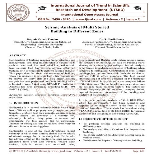 Seismic Analysis of Multi Storied Building in Different Zones | PDF