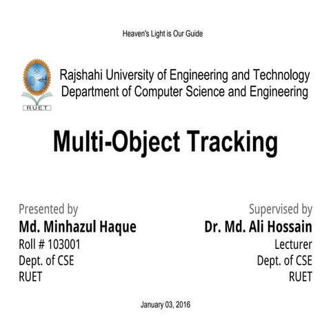 Multi Object Tracking | Final Defense | ID 103001 | PPTX
