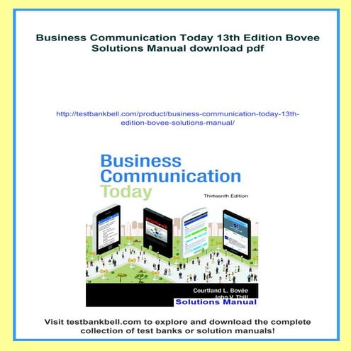 Business Communication Today 13th Edition Bovee Solutions Manual | PDF