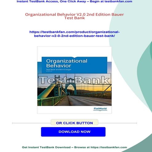 Organizational Behavior V2.0 2nd Edition Bauer Test Bank | PDF