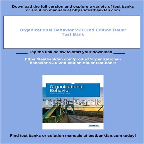 Organizational Behavior V2.0 2nd Edition Bauer Test Bank | PDF