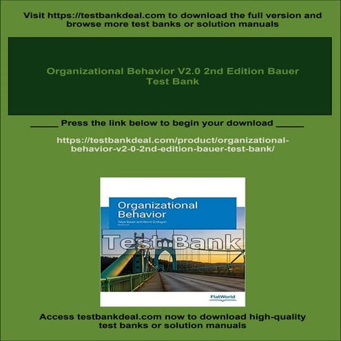 Organizational Behavior V2.0 2nd Edition Bauer Test Bank | PDF