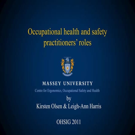 Occupational Health and Safety Practitioners’ Roles | PPTX