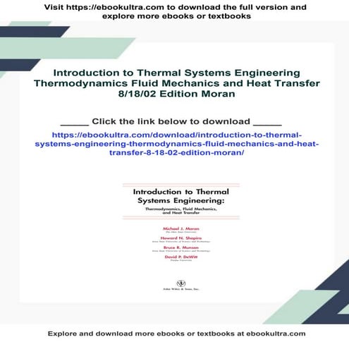 Introduction to Thermal Systems Engineering Thermodynamics Fluid ...