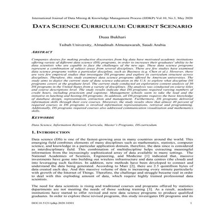 Data Science Curriculum: Current Scenario | PDF