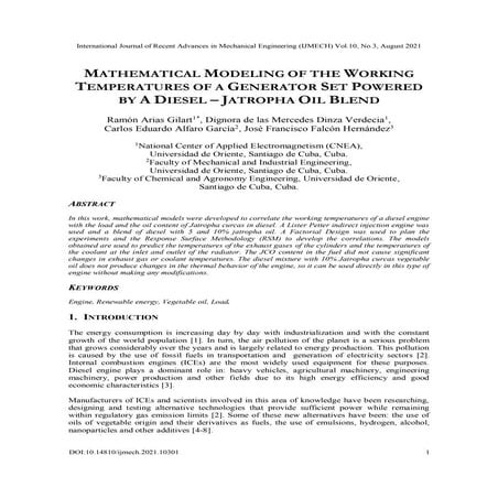 Mathematical Modeling of the Working Temperatures of a Generator Set ...